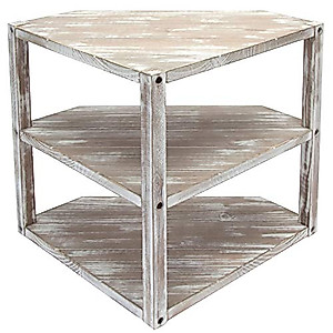 MyGift Rustic Brown Washed Solid Wood Kitchen Counter Corner Shelf, 3 Tier Storage Organizer Spice Rack Condiment Shelf