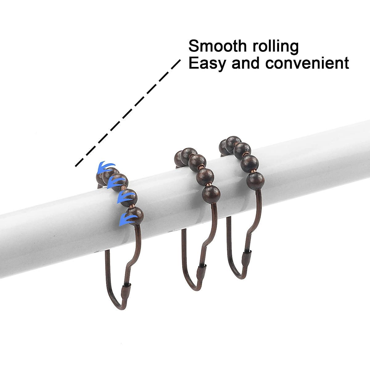 Ansxiy Shower Curtain Hooks Rings, Rustproof Metal Shower Curtain Rings for Bathroom Shower Rods Curtains - Set of 12, Bronze