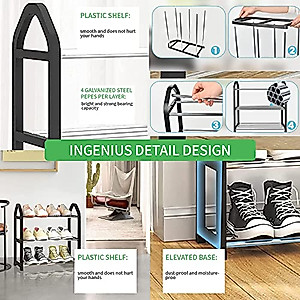 Small Shoe Rack For Entryway,3 Tier Narrow Shoe Shelf For Closet Free Standing Black Vertical Shoe Stand Mini Shoe Holder Small Space Shoes Shelves Shoe Organizer Storage Corner Floor Shoerack