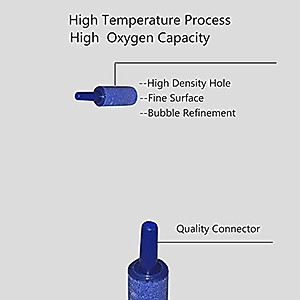 JZMYXA Aeration Stones Air Stones Bubble Diffuser Fit for Aquarium Fish Tank Hydroponics, 20 Pieces, 0.47" by 1", Blue