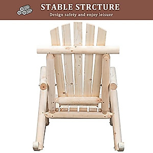 Outvita Wooden Rocking Chair Set of 2, Fir Log Adirondack Rocker, Outdoor Wood Accent Furniture Lounge Chairs for Garden Patio Backyard Porch (Natural Finish)