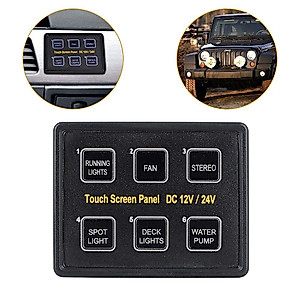 12V/24V 6 Gang LED Capacitive Touch Control Screen Switch Panel Slim Box With 15Pin VGA Tranmission Cable for Car Marine Boat