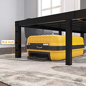 yookare 18 Inch Tall and Strong Platform Metal Bed Frame/Easy Assembly Mattress Foundation/ 4000lbs Heavy Duty Frame with Steel Slat Support/No Noise/No Box Spring Needed, Queen