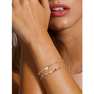 Sterling Silver Heart Letter A Bracelets Silver Initial 18K White Gold Plated Bracelet Initial Charm Women Bracelet Jewelry