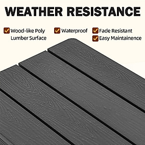 WISHCII Outdoor Bench, Poly Lumber Weatherproof, 2 Person Patio Benches for Outdoors, Never Rot and Fade Backless Bench, Suit for Garden Park and Porch(Black)