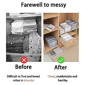 2PCS Extra-large Clothes Organizer for Folded Clothes, Pant Jeans Organizer with Compartment,Foldable Wardrobe Clothes Clothing Organizer for Closet Drawer Storage Box Bedroom. (7 Grids-Large, white)