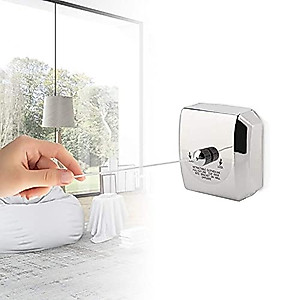 Stainless Steel Retractable Clothes Line, 2.8m Laundry Clothesline Invisible Tendedero Ropa Wall Hanger Drying Rack for Home Hotel Outdoor Indoor