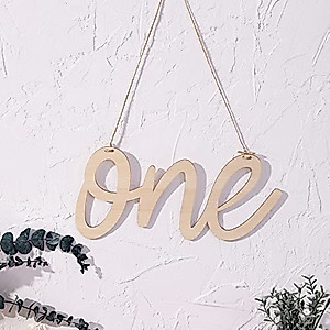 YESSWL One Wooden Sign Banner - Wooden Cutout One Logo Letters Banner for 1st Birthday Party, Wall Decor Table Display Baby Chair Banner, Photo Prop for Baby Shower Party Decorations.