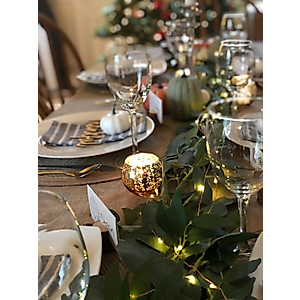 Volens Round Gold Votive Candle Holders, Mercury Glass Candle Holder Set of 12