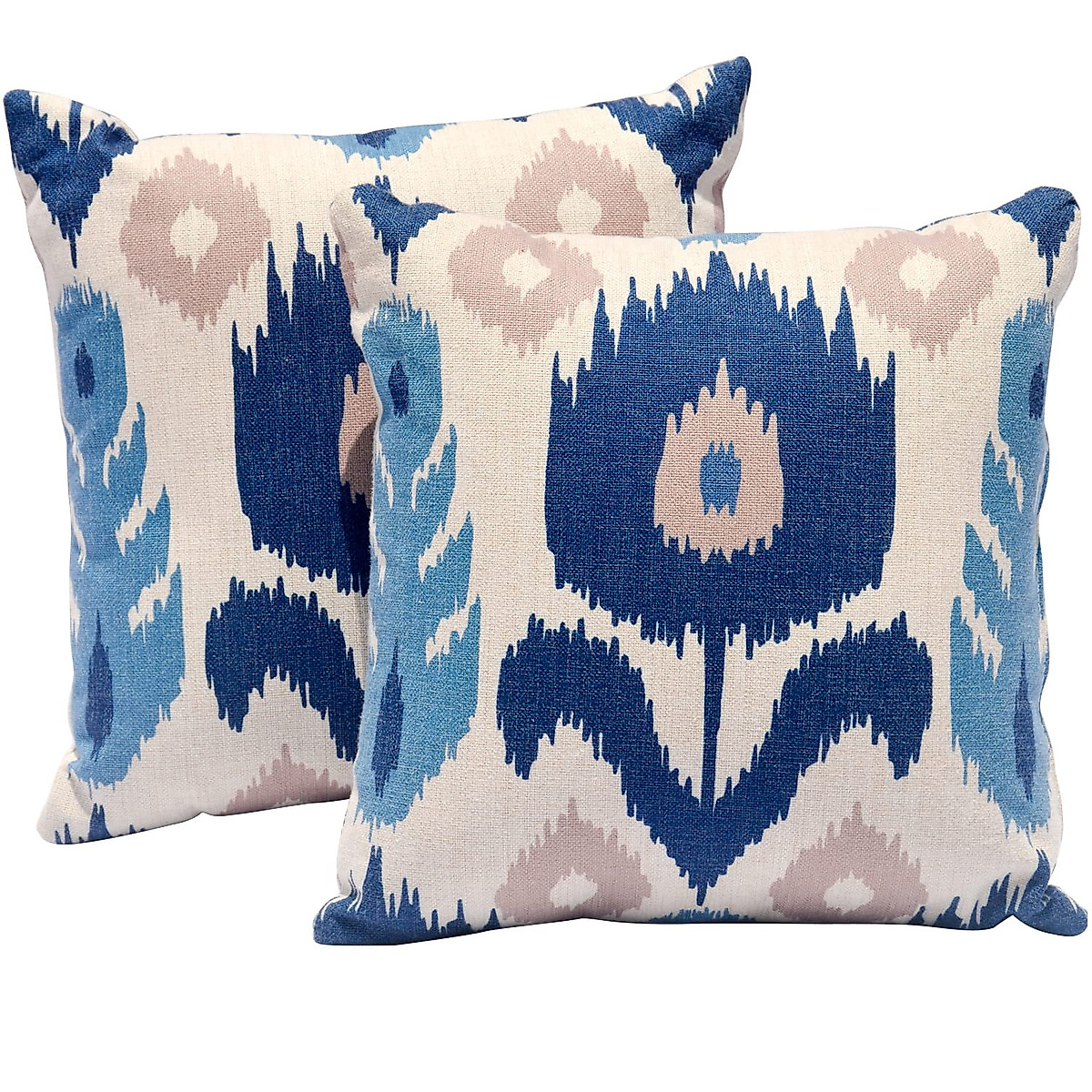 HOOOWOOO Outdoor Patio Throw Pillows Set of 2 with Inserts,Small Firm toss Decorative Pillow Weather Resistant for Indoor Outdoor Chair, Sofa Furniture,17x17,14x14x5,Blue Flower