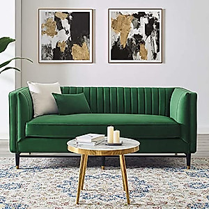 Modway Devote Channel Tufted Performance Velvet, Loveseat, Emerald
