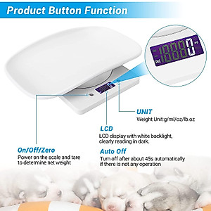 YTCYKJ Puppy Scales for Weighing, Multi-Function LCD Digital Puppy Scale for whelping Dogs with Pet Thermometer＆Nail Clipper, Perfect for Puppy/Hamster/Hedgehog/Food, Capacity up to 33 lb