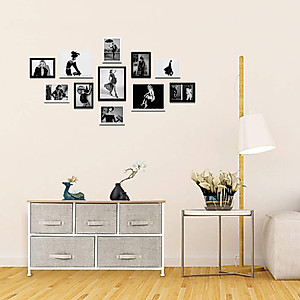 Guangshuohui Dresser Organizer with 5 Drawers, 2-Tier Wide Closet Dresser, Nursery Dresser Tower Metal Frame, Multi-Purpose Organizer Unit for Closets, Dorm Room, Living Room, Hallway (Linen)