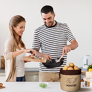 Wowangce 3 Pcs Onion Bags with Drawstring Sustainable Potato Bags with Blackout Lining Storage Farmhouse Kitchen Potato Sacks Food Potato Onion Garlic Storage Container for Pantry (Classic,Barncloth)