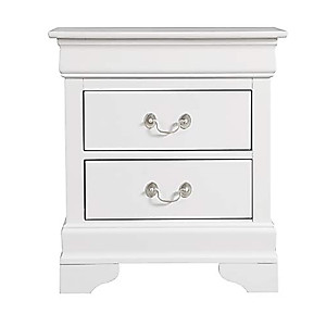 Glory Furniture Louis Phillipe , White Nightstand, 24" H X 22" W X 16" D