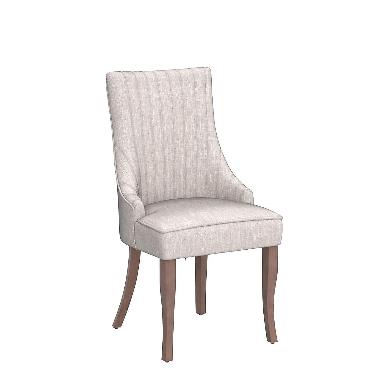 mikibama Linen Dining Chairs Set of 2 Channel Tufted Kitchen Dinner Chair Comfy Fabric Upholstered Accent Chair for Dining Room with Solid Wood Legs (Beige)