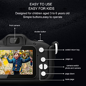 VINGVO Mini Kids Camera, 2.0 Inch Screen 4000 W Pixel Kids Digital Video Camera Energy Saving for 3 to 6 Years Old Gifts