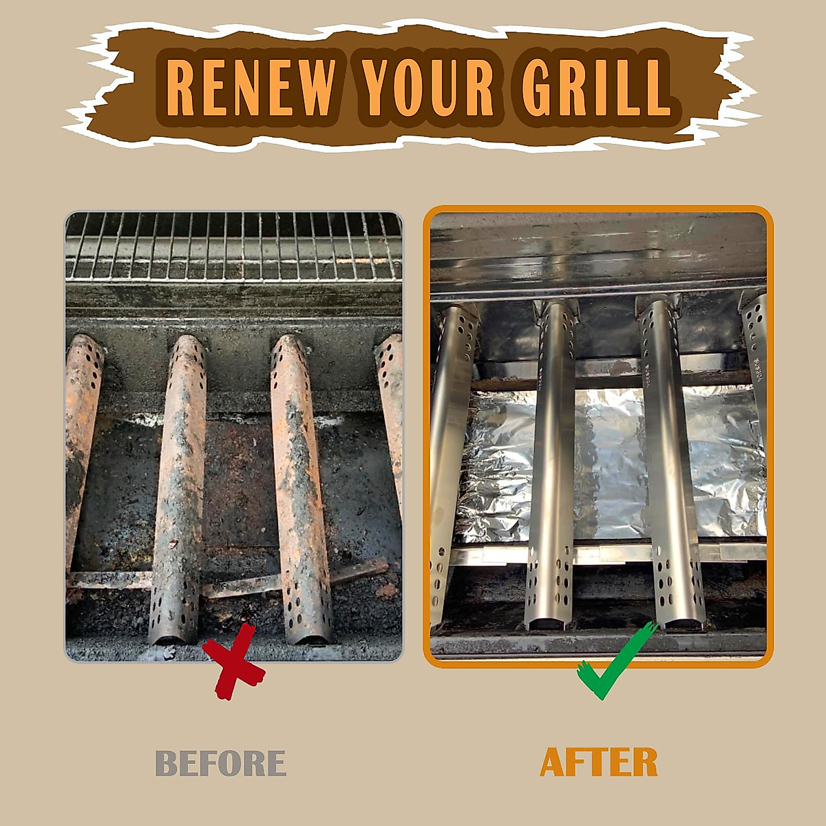 SafBbcue G470-5200-W1 Grill Parts Kit for Charbroil Performance 5 Burner 463347519 463243518 463243519 463275717 463275517 463347518 463373019 463373319 G470-0004-W1 Grill Parts, 304 Stainless Steel