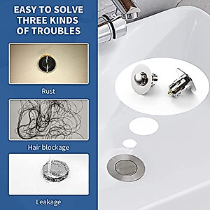 Universal Bathroom Sink Stopper, Pop Up Drain Hair Catcher, Bathtub Converter Sink Drain Strainer Plug No Overflow with Basket（Silver） (G880)