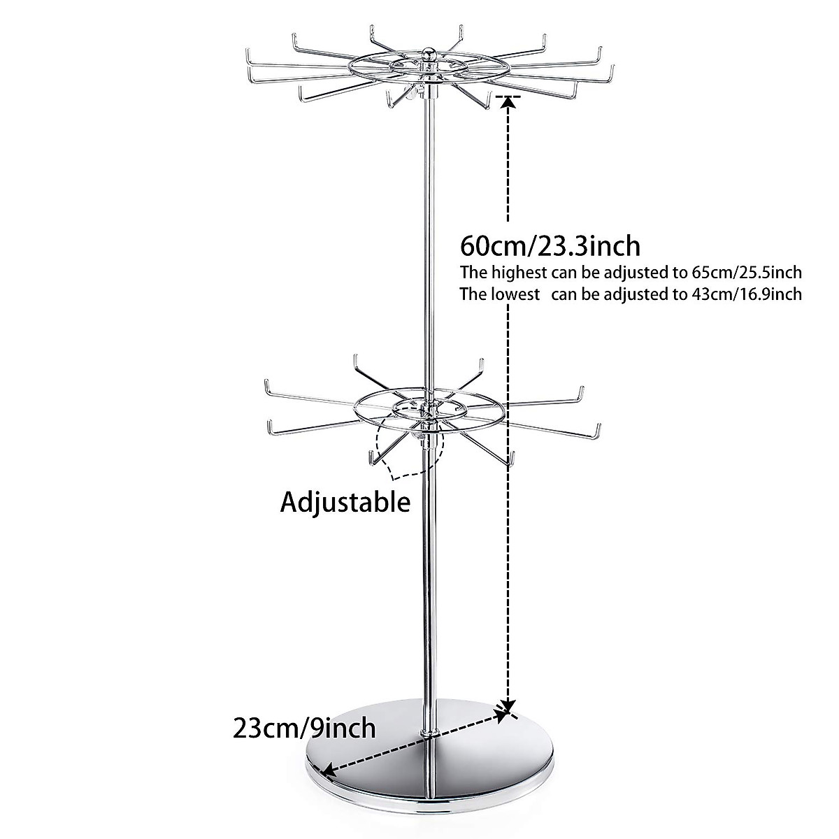 Polmart Heavy Duty Adjustable 2-Tier Countertop Spinner Display Stand, with Adjustable Height & Tiers