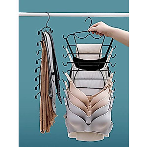 HAODOPSTY 8 Tier Tank Top Hanger, Metal Folding Bra Hanger for Closet (Matt Black, 1)