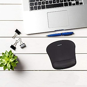 YXLILI Ergonomic Mouse Pad with Wrist Support, Gaming Mouse Mat with Gel Wrist Rest, Easy Typing & Pain Relief, Non-Slip Rubber Base, Waterproof Mousepads for Home Office Working Studying -Black