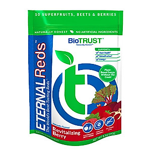 BioTrust Eternal Reds, Red Superfoods Powder, Support for Heart Health and Circulation, Energy, Stamina, No Added Sugar or Caffeine, Naturally Flavored and Sweetened, Berry Flavor (30 Servings)