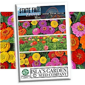 "State Fair Mix" Zinnia Flower Seeds for Planting, 100+ Seeds Per Packet, (Isla's Garden Seeds), Non GMO & Heirloom Seeds, Scientific Name: Zinnia elegans, Great Home Garden Gift