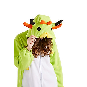 DELEY Adult Green Caterpillar Onesie, Halloween Cosplay Costume Unisex Animal Pajamas Homewear Sleepwear Jumpsuit