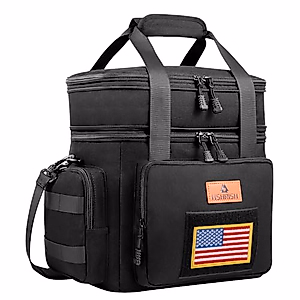 HSHRISH Insulated Lunch Box Cooler Bag Tactical - Expandable Lunchbox for Men - Large Lunch Pail Lunch Kit for Adults Work Outdoor Shift Trip Black 15L