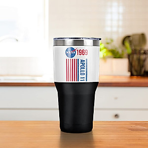 LOGOVISION NASA Apollo 11 1969 Flag Stainless Steel Tumbler 30 oz Coffee Travel Cup, Vacuum Insulated & Double Wall with Leakproof Sliding Lid | Great for Hot Drinks and Cold Beverages