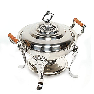 Round Chafing Dish Stainless Steel Chafer Roll Top Chafer for Catering Buffet Warmer Set Dinner Serving Buffet Warmer with Pans and Fuel Holders for Home and Restaurant Use (Style 1)