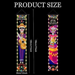 Dia De Los Muertos Decor Lighted Porch Sign, Dia De Muertos Decorations Dia De Los Muertos Banner, Dia De Los Muertos Door Decorations, Day Of The Dead Decorations Sign Banner tineit