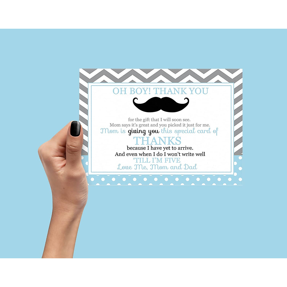 Mustache Baby Shower Thank You Postcard Set of 15