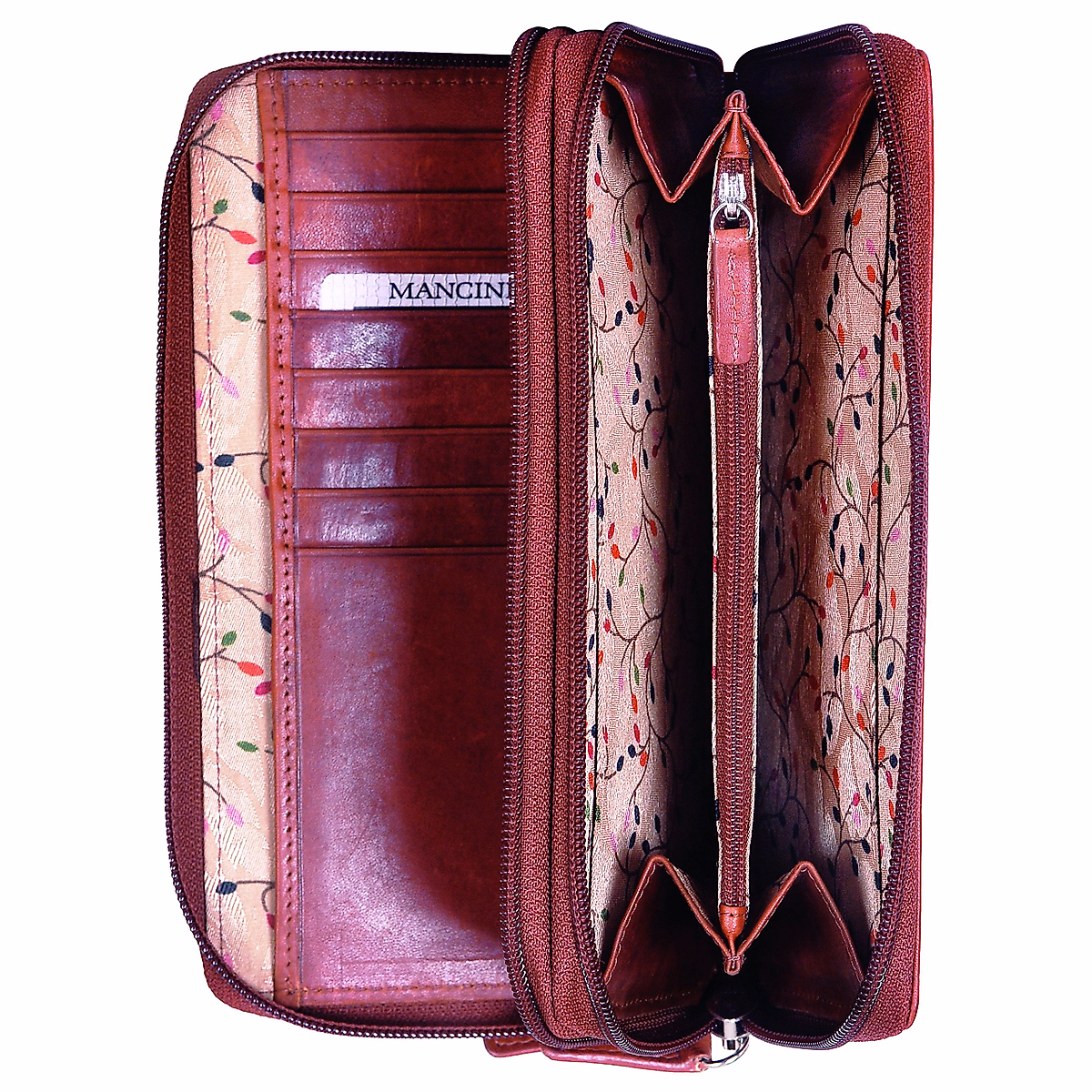 Mancini Leather Goods Casablanca Collection: Ladies’ RFID Double Zipper Clutch