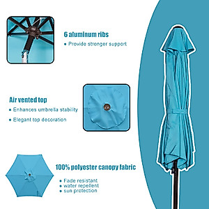 Sundale Outdoor 7.2 ft Patio Umbrella Table Market Umbrella with Push Button Tilt & Aluminum Pole, Polyester Canopy for Garden, Deck, Backyard, Pool (BLUE)