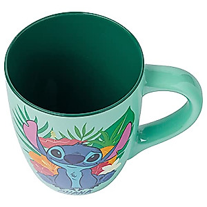 Silver Buffalo Lilo and Stitch Tropical Ohana Sitting Jumbo Curved Ceramic Mug, 25-Ounces