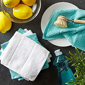 DII Basic Chef Collection, Assorted Terry Kitchen Towel Set, Dishcloth Set, Aqua, 6 Piece