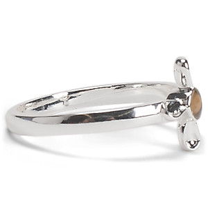 Dicksons Mustard Seed Petal Cross Silver Plated Size 7 Stainless Steel Ring