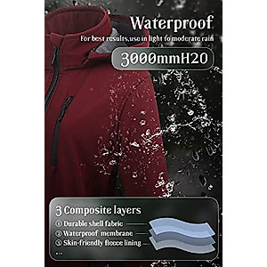 Chrisuno Women's Windproof Thermal Softshell Cycling Running Winter Jacket Biking Cold Weather Raincoat Burgundy S