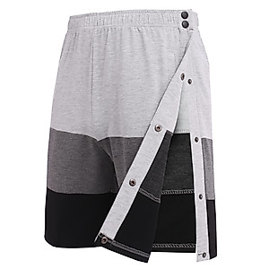 Deyeek Post Surgery Shorts for Men Hip Knee Broken Leg Recovery Shorts Tearaway Shorts Side Snap Breakaway Pants for Men