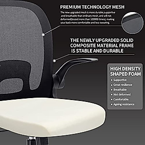 Darkecho Office Chair Ergonomic Desk Chair Mesh Computer Chair Modern Swivel Task Chair Comfy Executive Office Chair with Lumbar Support,Flip-up Armrests,Tilt Function and Foldable Backrest Black