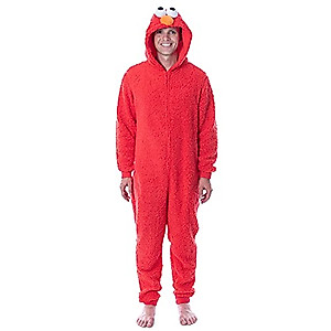 MJC International Sesame Street Adult Elmo Sherpa Union Suit Costume Pajama For Men Women (Large), Elmo Red