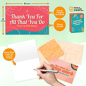 Decorably Employee Cards with Envelopes & Stickers - 24 Pack Employee Appreciation Cards with Envelopes & Stickers, Blank Appreciation Cards for Coworkers, 6x4in Employee Thank You Cards