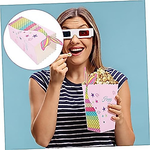 48 Pcs Mermaid Popcorn Box Terrarium Fogger Cookie Packaging Bags Paper Boxes for Food Treat Paper Box Movie Night Popcorn Bowl Infant Gift Paper Popcorn Box Portable Box Candy Cup
