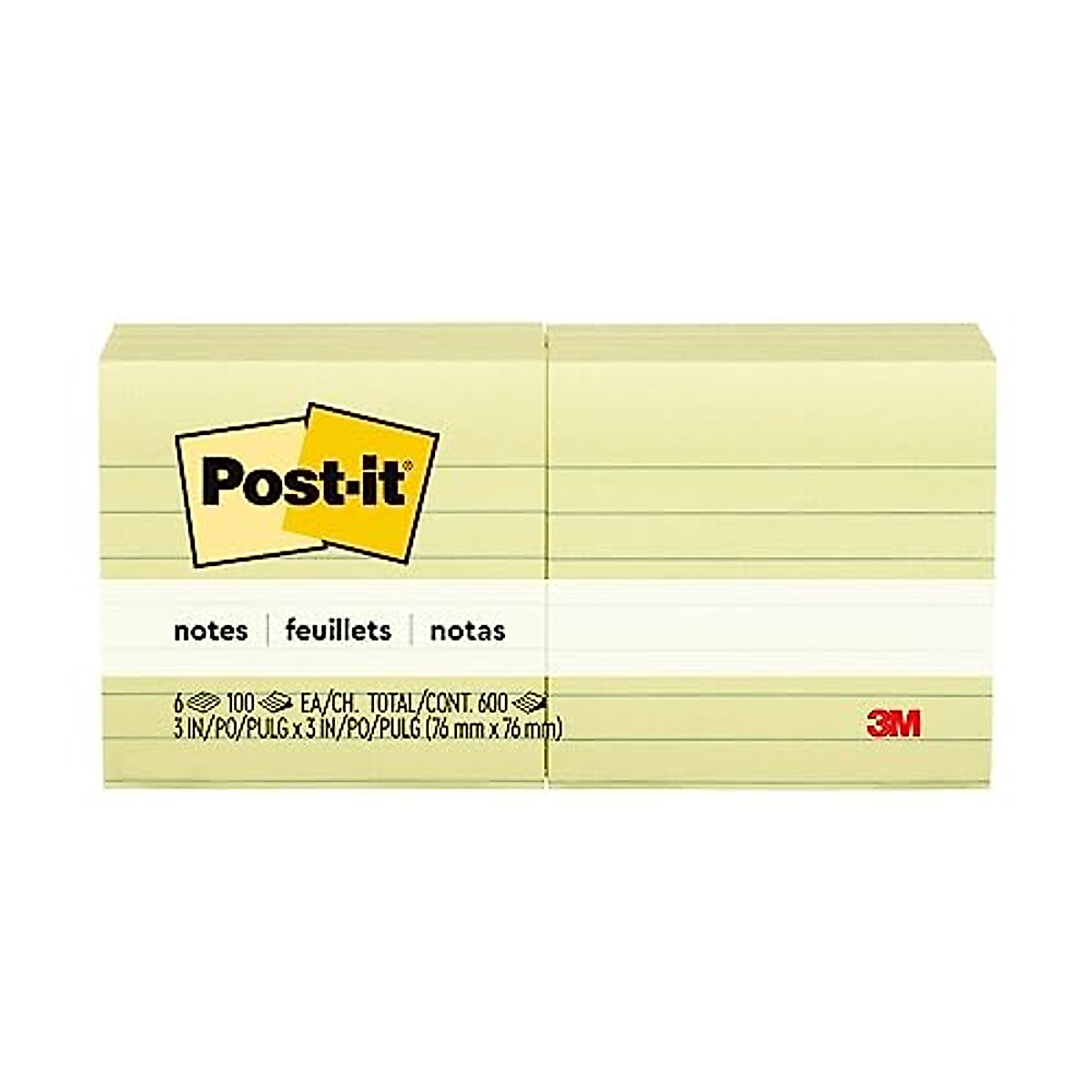 Post-it Nexcare Ultra Stretch Adhesive Pads, 3 x 4 in, Canary Yellow Lined, Pack of 6
