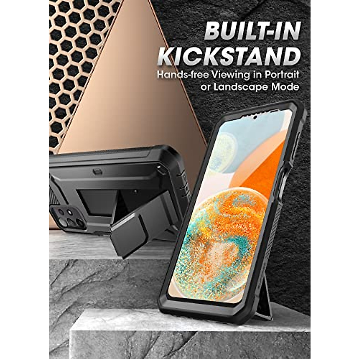 SUPCASE Unicorn Beetle Pro Case for Samsung Galaxy A23 4G/5G (2022), Full-Body Rugged Belt-Clip & Kickstand Case with Built-in Screen Protector (Black)