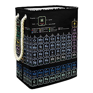 Inhomer Laundry Hamper Periodic Table of Elements Collapsible Laundry Baskets Firm Washing Bin Clothes Storage Organization for Bathroom Bedroom Dorm