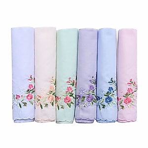 La closure Vintage Floral Cotton Embroidered Ladies Handkerchiefs 6PCS