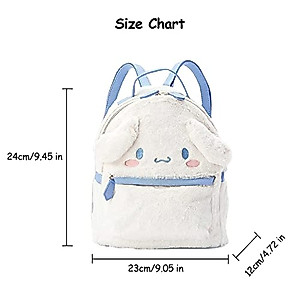 Cute Girl Plush Bookbags Backpacks for School, 3D Kawaii Animal Coon Shoulder Bags Handbag backpack white dog, One Size